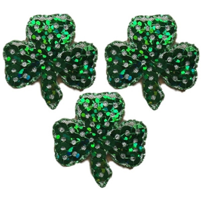 Mini Shamrock Applique Patch - Sequin Clover Good Luck 1" (3-Pack, Iron on) | eBay