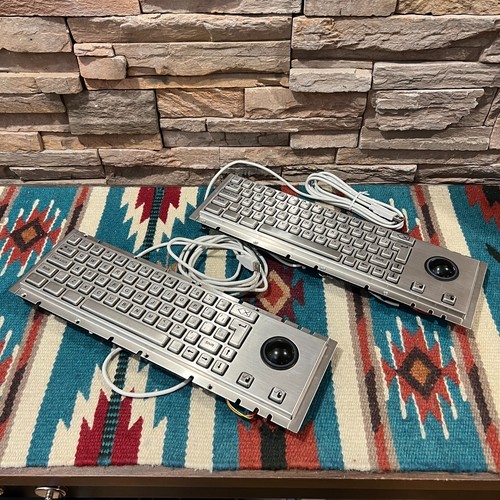LOT OF 2! US MICRO INDUSTRIAL Steel USB Trackball Keyboard USMP-KX065 ...