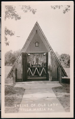 VILLA MARIA PA Shrine of Our Lady Vintage RPPC Postcard Early Old Real ...