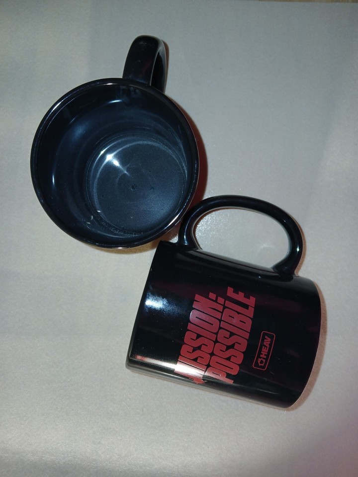 Set Of 2 Mission Impossible Coffee Mugs Black With Red Logo | eBay
