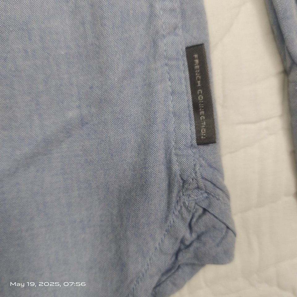 French Connection Shirt Large Light Blue Cotton Oxford Style | eBay
