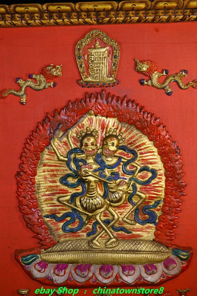 25''Old Tibet Bodhi Gilt Painting Skeleton People Perosn Man Tangka ...