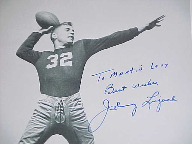 Johnny Lujack Chicago Bears Autographed Signed Football Photo with ...
