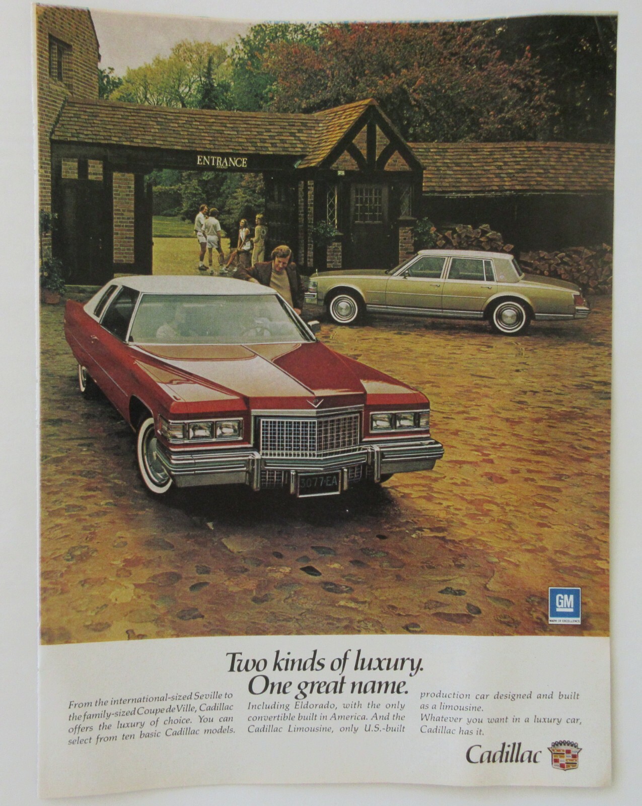 Vintage 70s Cadillac Seville Coupe de Ville Car 1975 Magazine Color ...