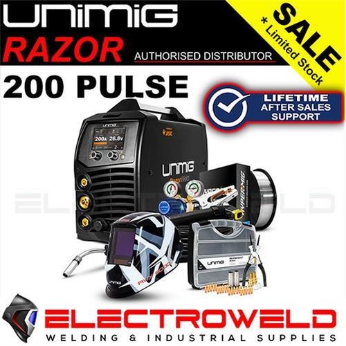 UNIMIG Razor 200 Pulse Mig Tig Stick Welder, Helmet, Consumables ...