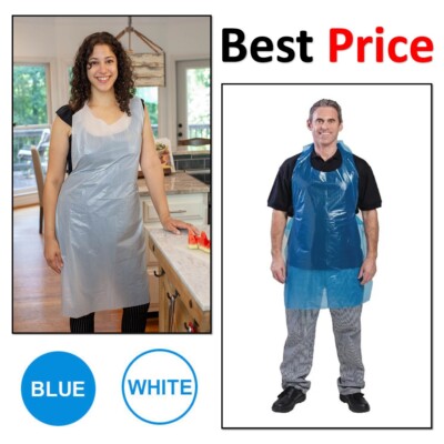 Disposable Plastic Aprons Blue / White Polythene Eco Flat Pack ...