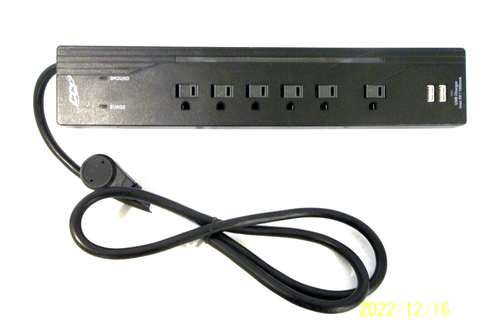 SURGE CCI PROTECTIVE SMART STRIP 6 OUTLETS 2 USB CHARGER MAX 5V/ 1000 ...