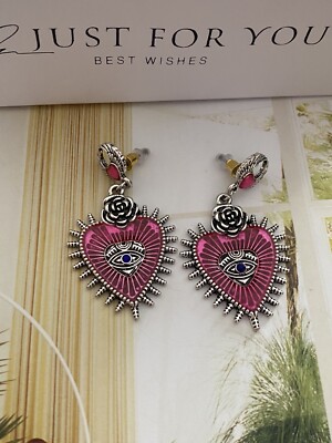 Pink Evil Eye Rose Heart Stud Drop earrings Jewellery 🇦🇺 Pink Colour ...