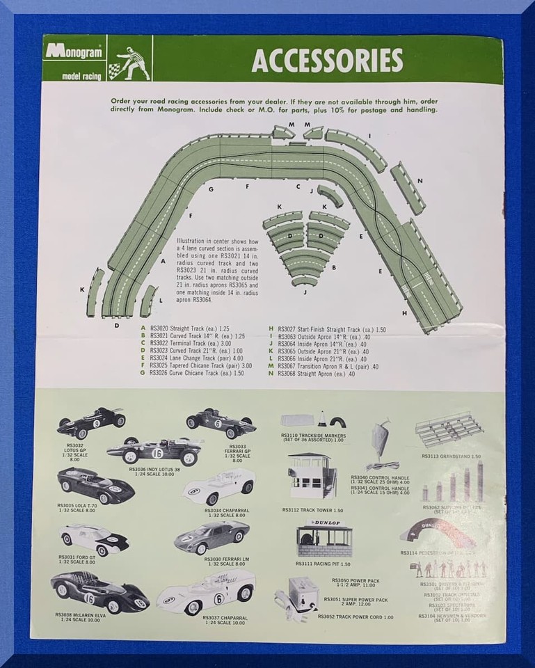 VINTAGE 1960s MONOGRAM SLOT CAR RACING 1:32 SCALE CAR SET INSTRUCTIONS ...