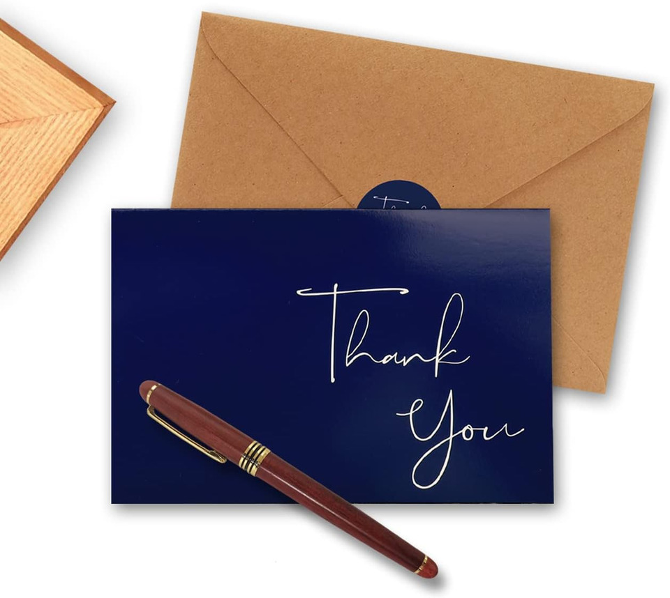30 Pack Navy Blue Thank You Cards with Envelopes, 4" X 6" Professional ...