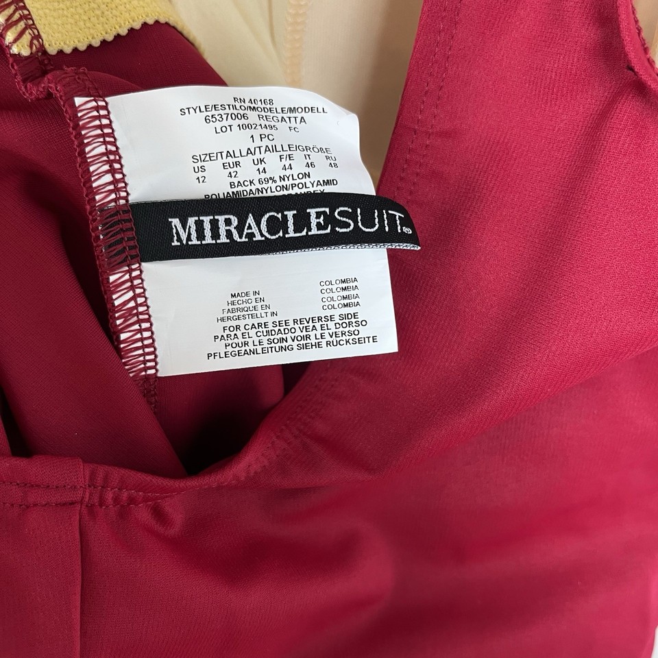 Miraclesuit Regatta One Piece Swimsuit Grenadine Red Size US 12 | eBay