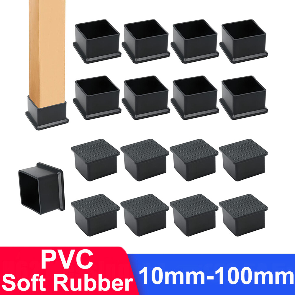 Square Chair Leg Caps Anti-Slip Rubber Chair Tips Table Chair Floor ...