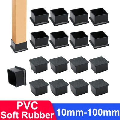 Square Chair Leg Caps Anti-Slip Rubber Chair Tips Table Chair Floor ...