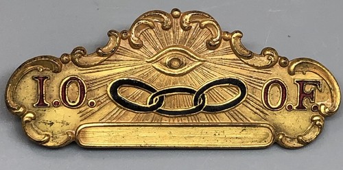 Antique IOOF Odd Fellows All Seeing Eye 3 Chain Link Gold Tone Metal ...