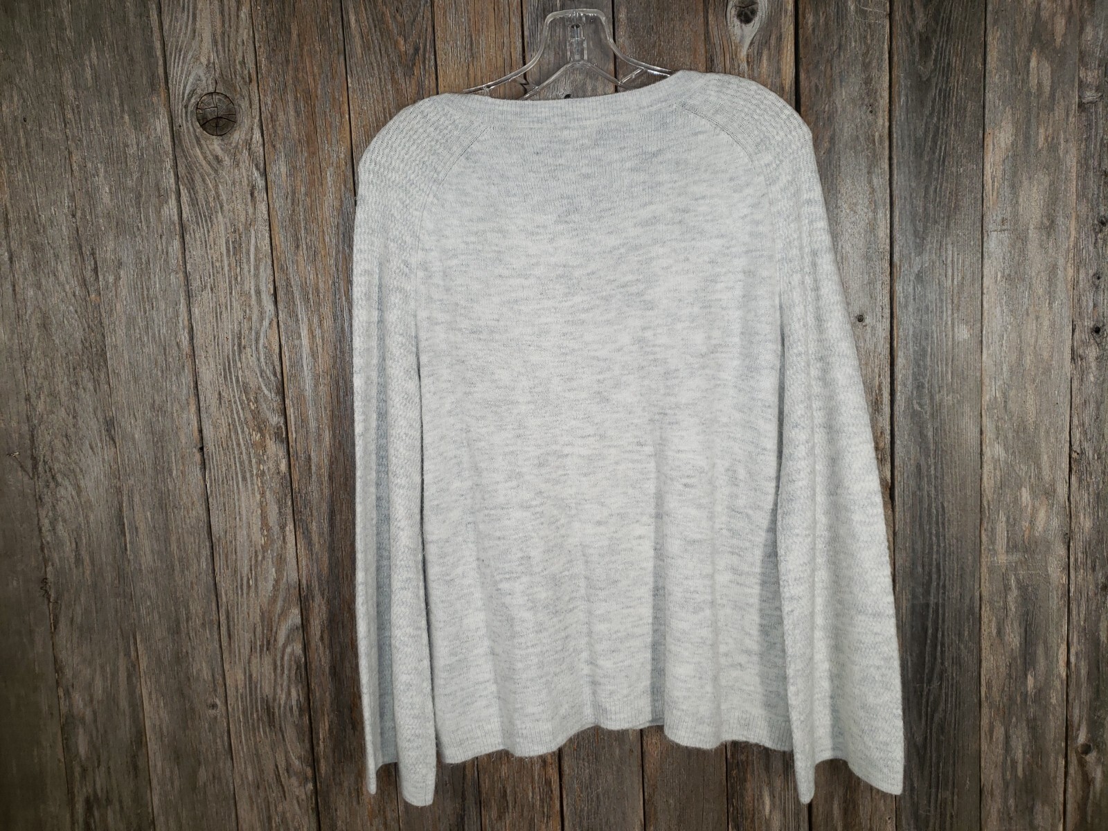 Loft SP PS Women's Gray Textured Bell Sleeve Pullover Sweater Petite | eBay