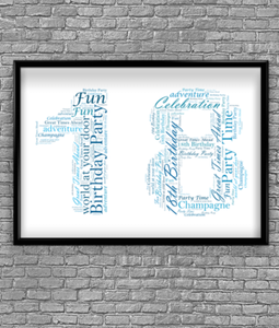 Personalised 18th Birthday Birthday Gift - Eighteenth - Number 18 Word ...