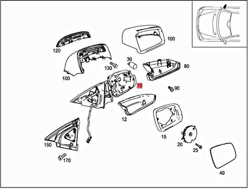 Genuine MERCEDES S204 W204 Sedan With electric motor Mirror frame ...