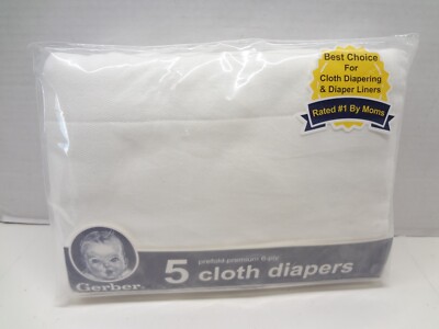 Gerber Cloth Diapers 6 Pack Pre-Fold Premium 6-Ply Cotton White 20"x14 ...