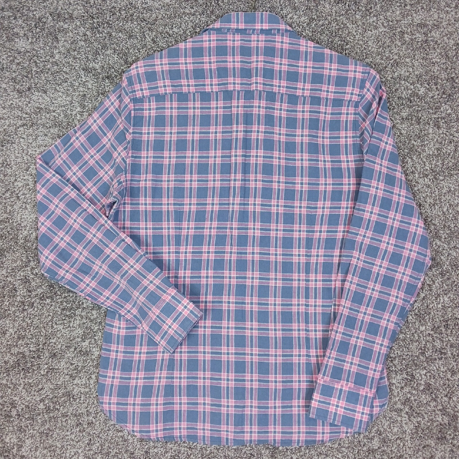 NZA New zealand Auckland Shirt Mens Medium Pink Blue Plaid 82% Linen ...