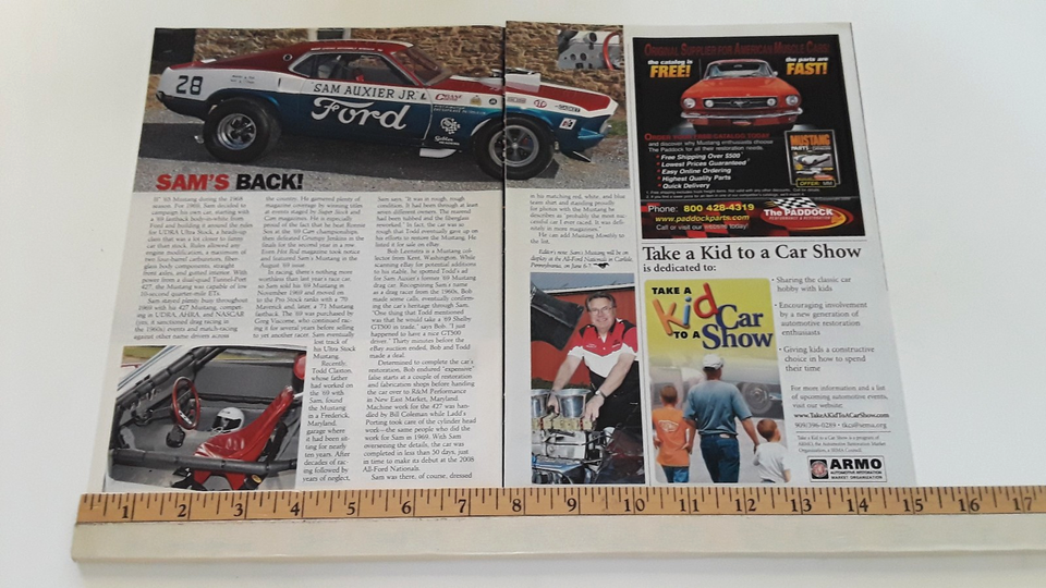 1969 MUSTANG SAM AUXIER JR RACE CAR ORIGINAL 2009 ARTICLE | eBay