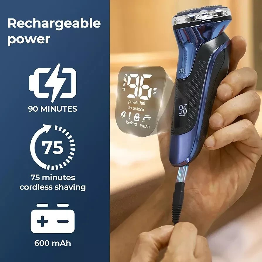 FitSan Electric Razor for Men Wet, Dry USB Rechargeable Powercut Shaver ...