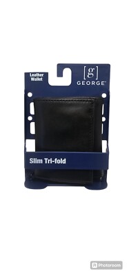 George Slim Tri-Fold Genuine Leather Wallet, Black | eBay