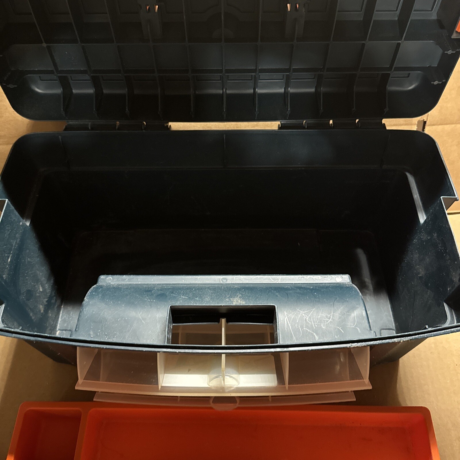 Large Heavy Duty Zap Locking Tool Box Orange/Blue | eBay