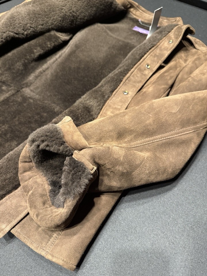 Ralph Lauren Purple Label Shearling Suede Jacket New w/ Tag Sz M ...