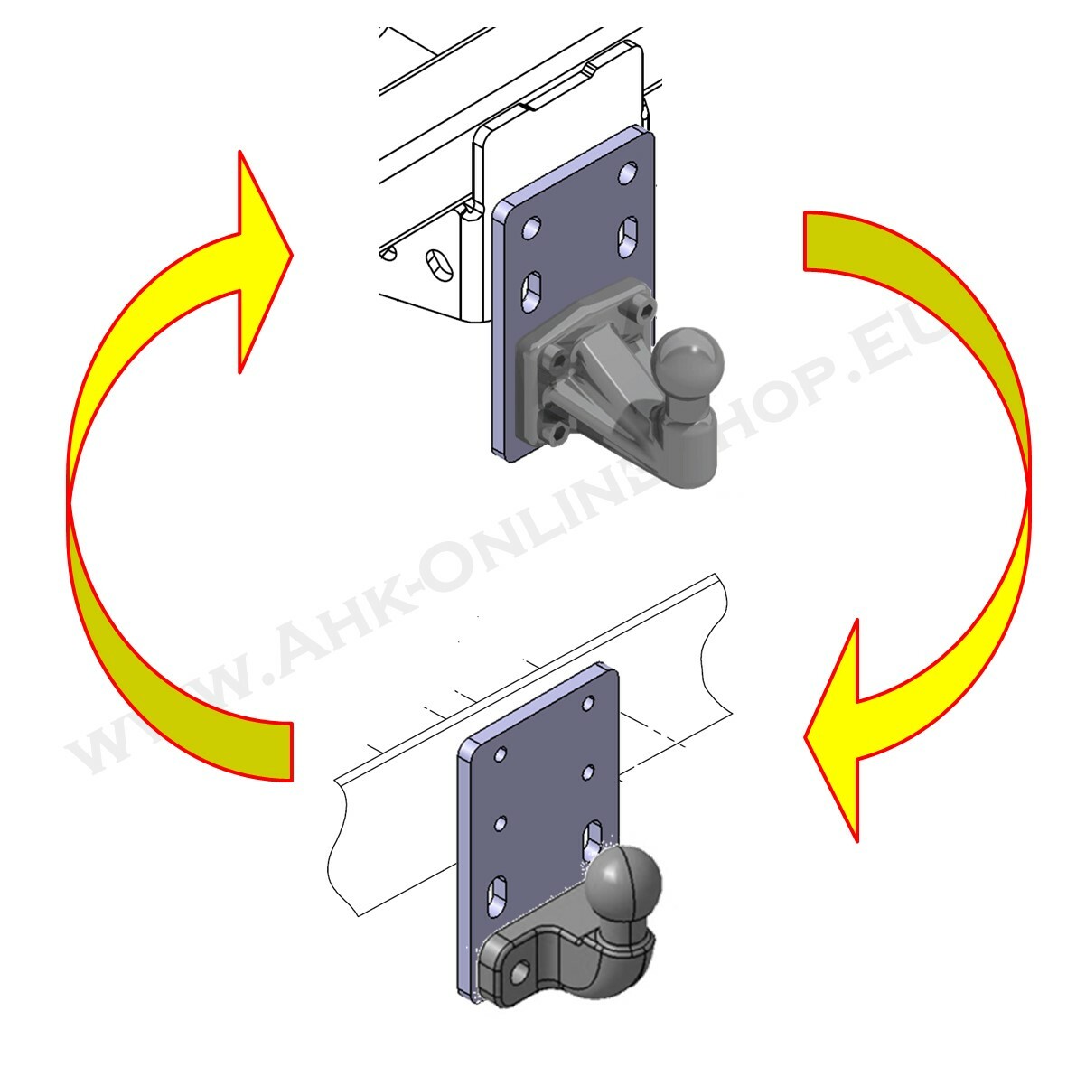 Tow Bar Ball Adapter Drop Plate 2-hole 90 mm 4-hole 83x56mm Tow ball ...