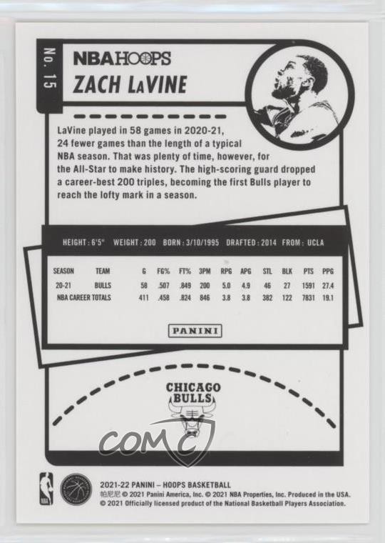 2021-22 Panini NBA Hoops Yellow Zach LaVine #15 | eBay