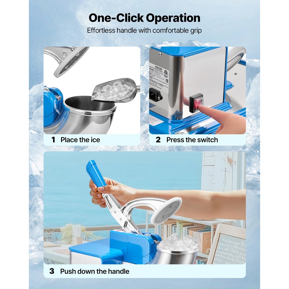 Uimoso Electric Ice Crusher Machine for Snow Cones, 143-661LBS/H Ice ...