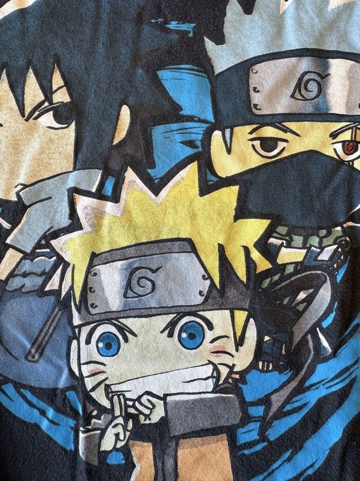 Naruto T-shirt S Black Deformed Character Print Official Licensed ...