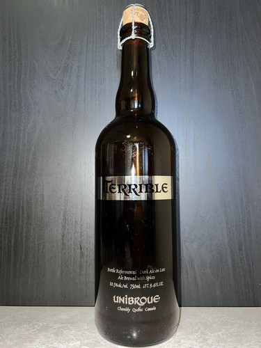 Unibroue - Terrible Dark Ale EMPTY Beer Glass BTL w/Cap 750ml | eBay