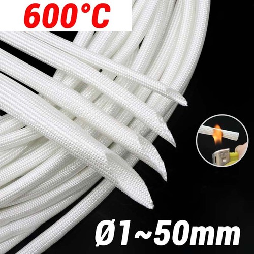 600°C White HIGH TEMP Fiberglass Sleeving Wire Cable Insulation Tube 1 ...
