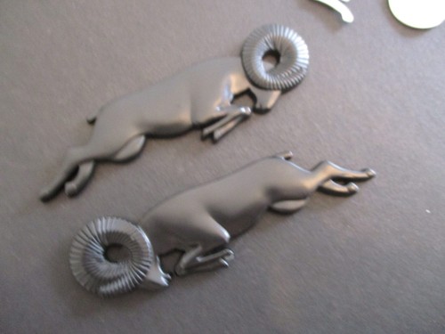 Pair BIG HORN LEAPING DODGE RAM BADGES BLACK Emblems 4x Valve Caps 4x ...
