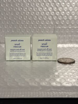 2x Peach Slices Snail Rescue Intensive Wash Off Mask Travel Mini 6ml/0 ...