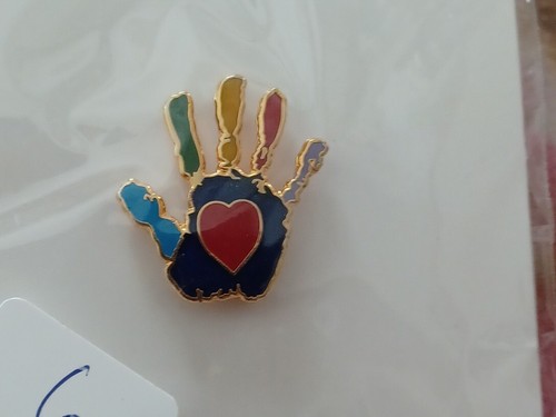 Heart In Hand Lapel Hat Jacket Pin Rainbow Colors | eBay