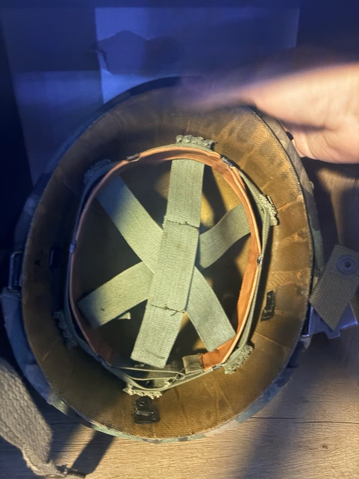 Vietnam War Era U.S. M1 Helmet w/ Camouflage Cover & Liner Original | eBay