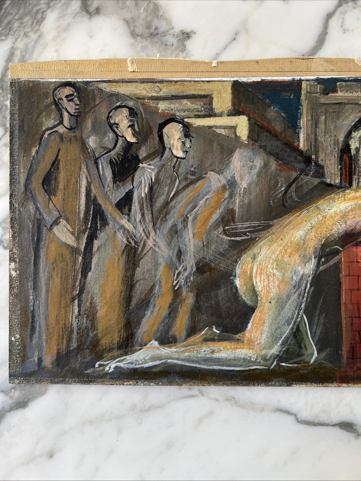 Don Dougherty (American 20th c.) 1940s WPA Era Mural Study Oil on Board | eBay