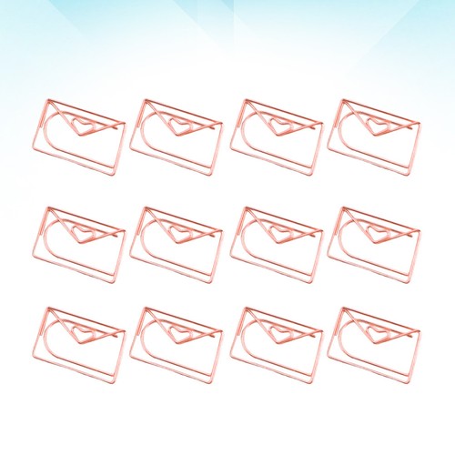 12pcs Cartoon Envelope Paper Clip Rose Gold Creative File Clamps ...