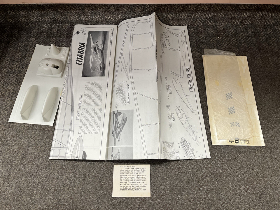 * VINTAGE STERLING MODELS CITABRIA BALSA WOOD MODEL KIT SPAND 33 1/2 ...