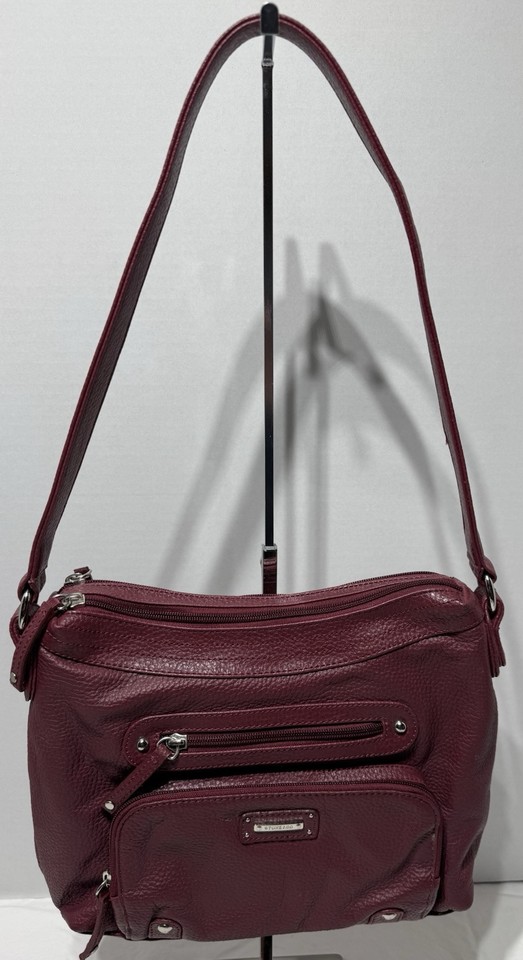 STONE & CO. PURSE Leather Shoulder Bag Purse w/ Adjustable Strap, Dark ...