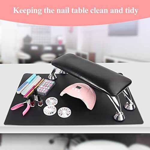 Nail Arm Rest for Acrylic Nails with Nail Table Mat, Microfiber Leather ...