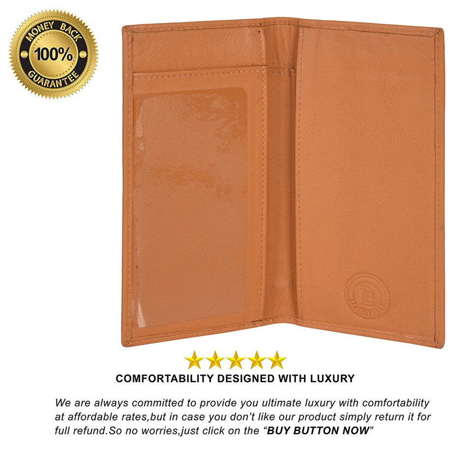 Leatherboss Genuine Leather Hand Crafted Checkbook Cover Top tear n ...