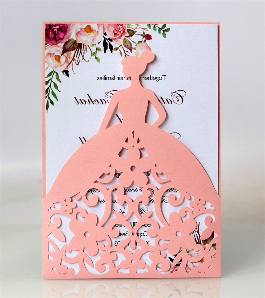 50/100Pcs Bride and Groom Laser Cut Wedding Invitation Party ...