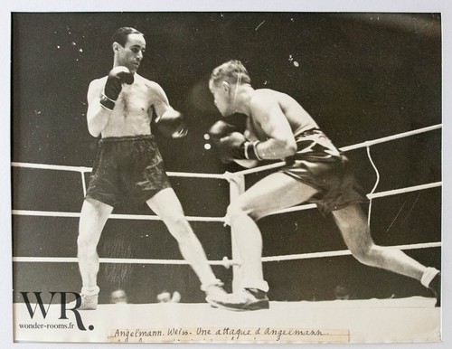 BOXE 1936 - COMBAT ANGELMANN / WEISS - Grande Photo de presse 30x40cm ...