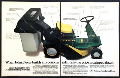 1984 John Deere R70 Riding Mower photo "You Can Afford the Best" 2-page ...