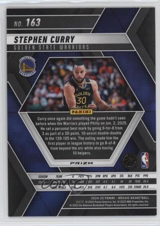 2024-25 Panini Mosaic Red Mosaic Prizm Stephen Curry #163 0x7c | eBay