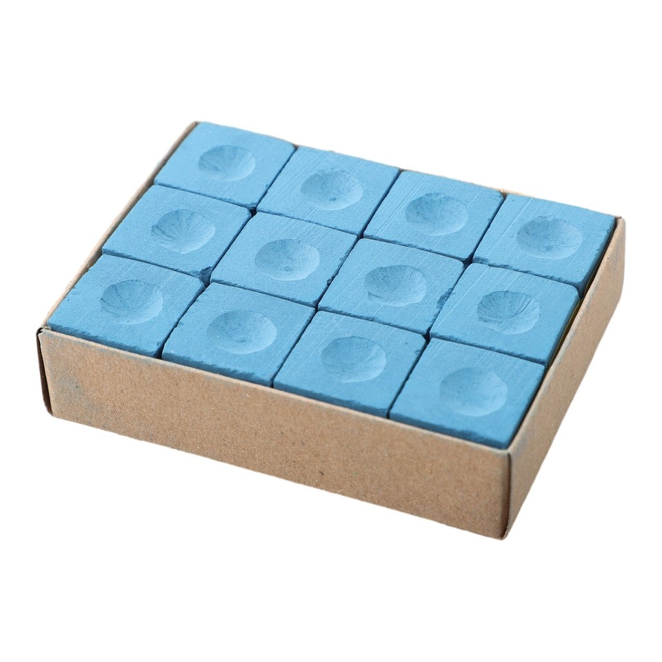 Blue Pool Cue Chalk Cubes 12 Pack High Quality Billiards Stick Supplies ...
