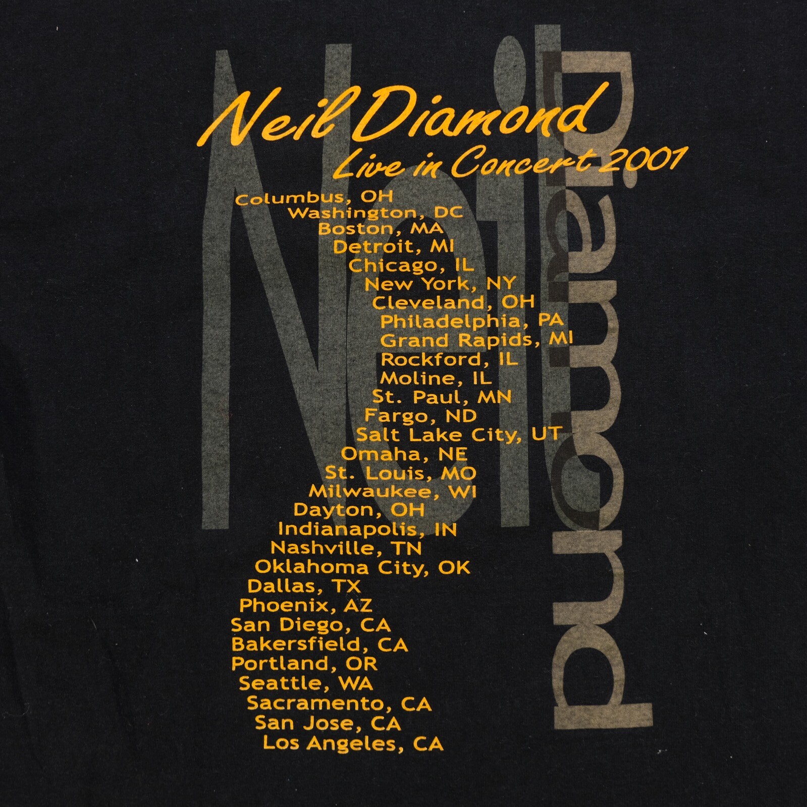 Rare Vintage Neil Diamond Live In Concert 2001 Tour T… - Gem